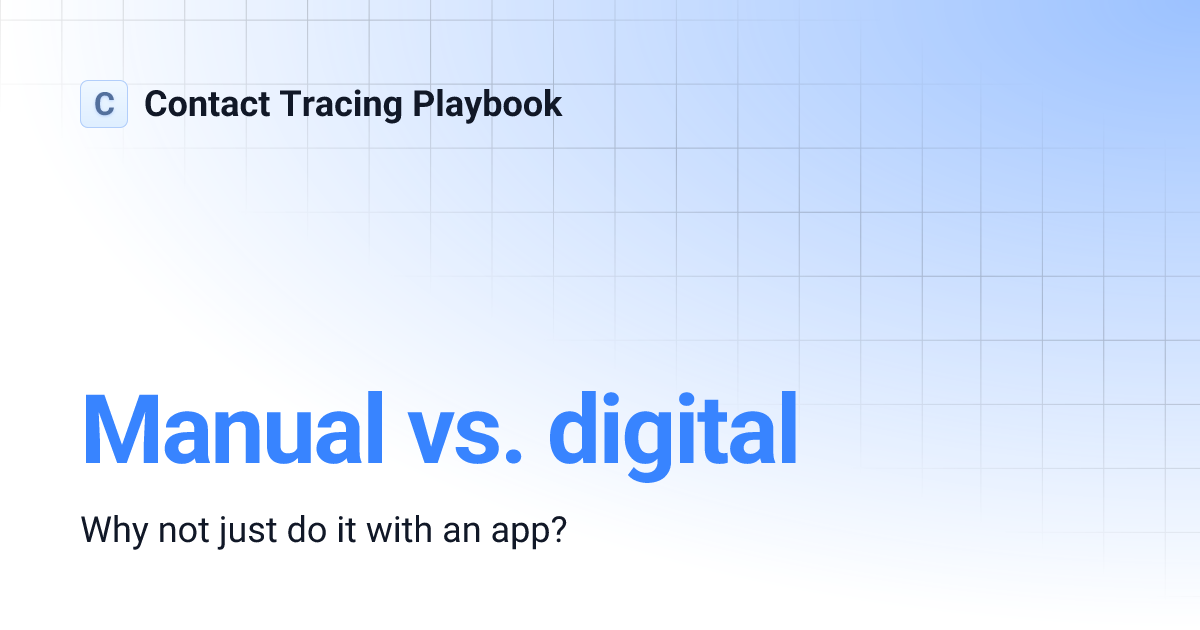 Manual vs. digital | Contact Tracing Playbook